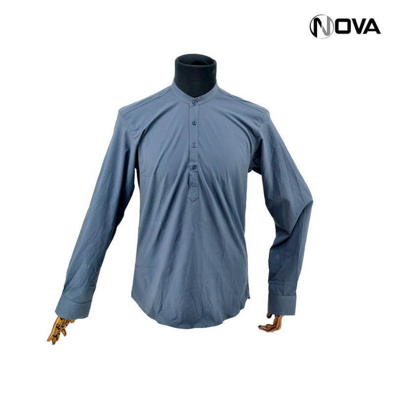 Chemise col mao - manche longue - pour homme à la mode