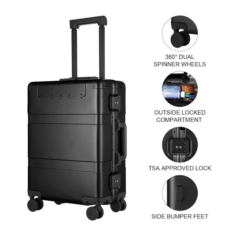 Valise rigide en aluminium - 24 pouces - Mode sans fermeture éclair