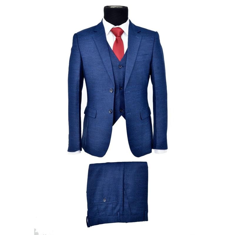 Costume Bleu Texturé Élégance Moderne