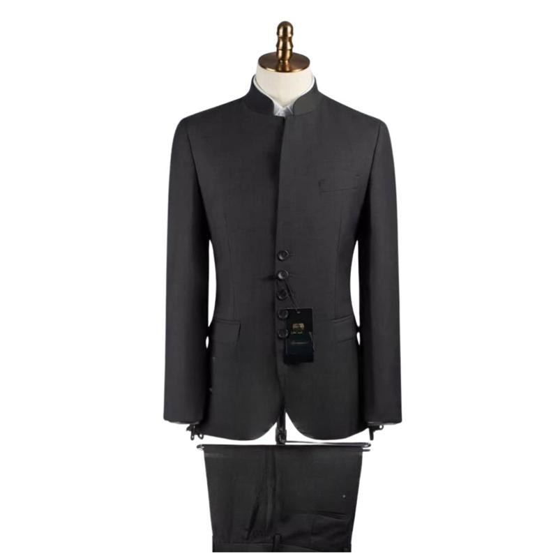 Costume Noir Col Mao Élégance - Nova Dakar
