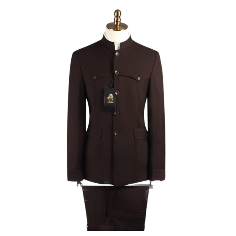 Costume Col Mao Marron - Nova Élégance