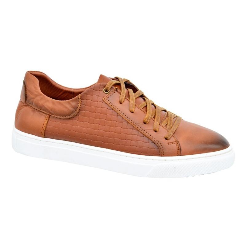 Baskets en cuir marron tressé pour hommes - Style tendance
