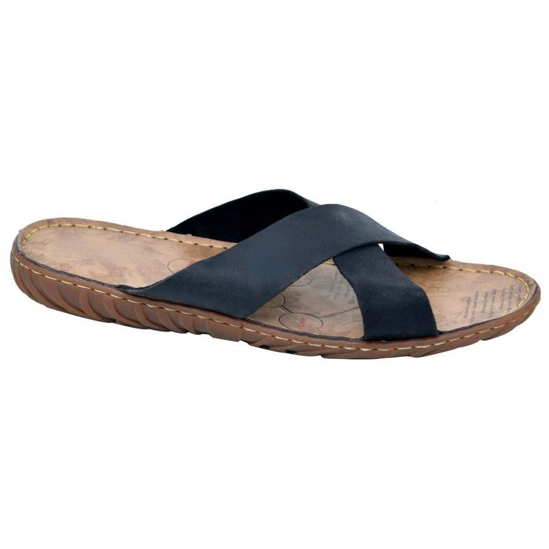 Sandale noire en cuir à bride croisée confortable
