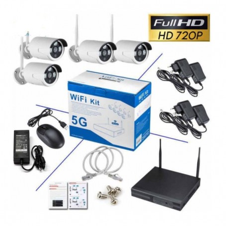 Kit NVR 4 Caméras de Surveillance Sans Fil 5G - 4CH WiFi Intelligent