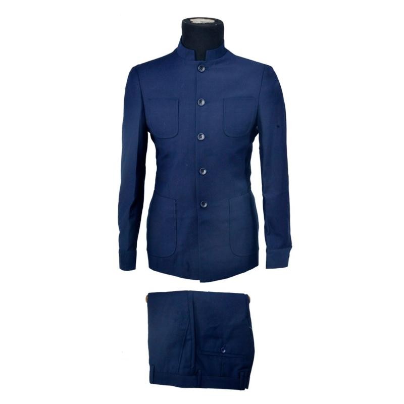 Costume homme bleu marine col mao classique