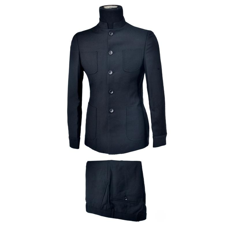 Costume homme noir col mao élégant