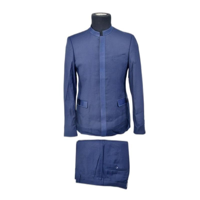Costume bleu 2 pièces avec col mao